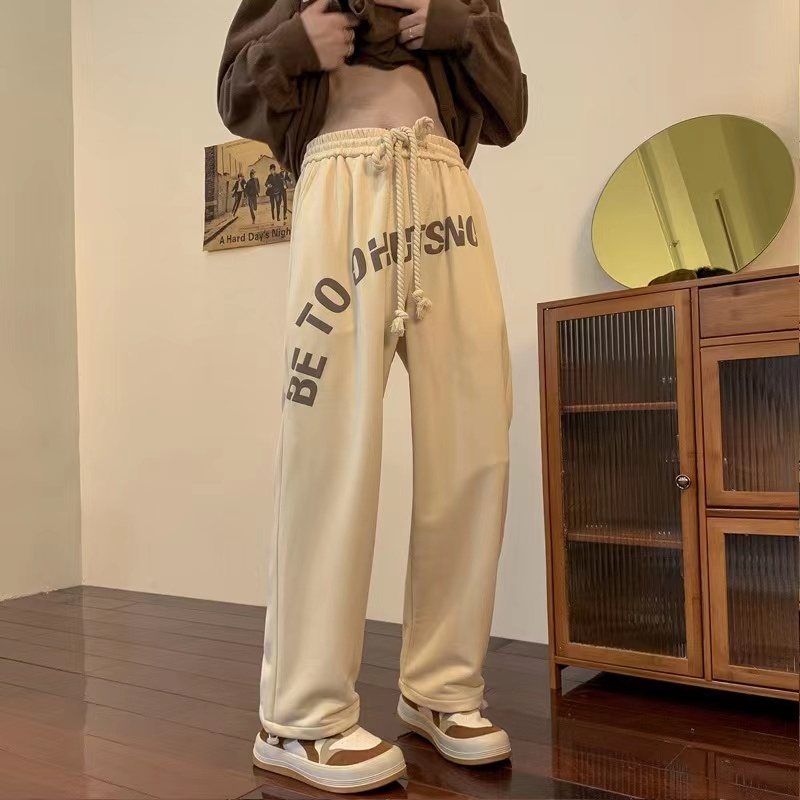 Korean sweatpant slocks pants aesthetic pants for men khaki cotton wide ...