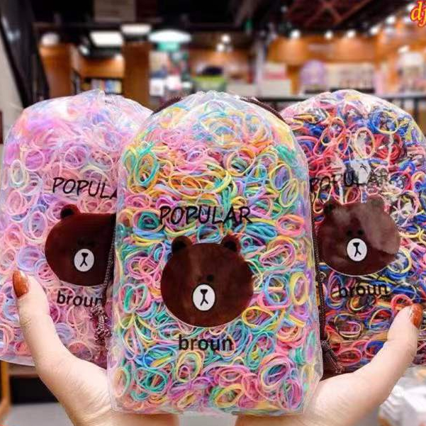 2000Pcs Disposable Rubber Band Colorful Elastic Hair Tie Sanrio bear ...