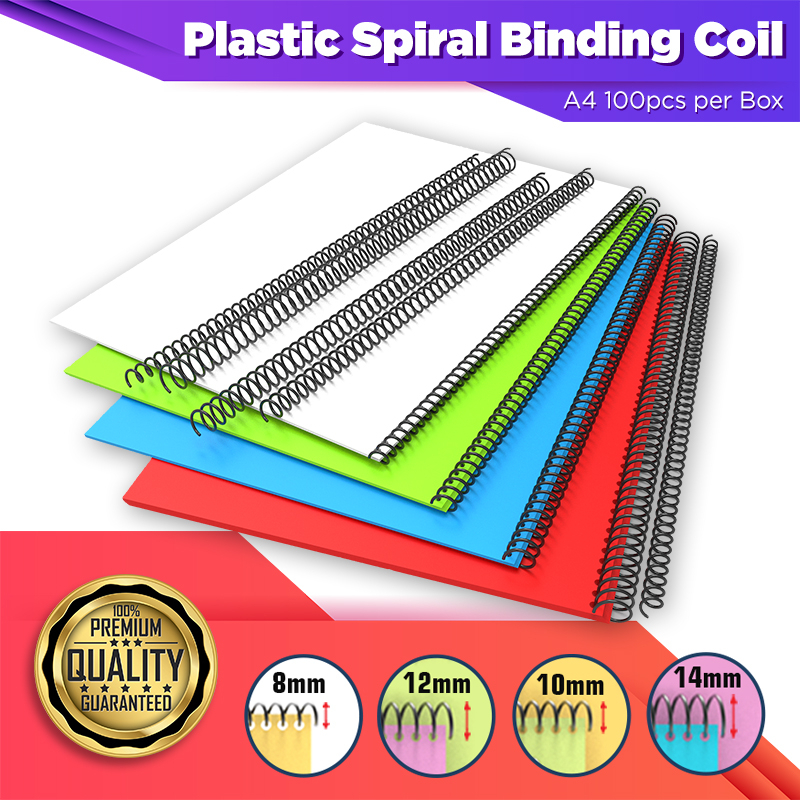 Black Plastic Spiral Coil A4 Size for Spiral Binding Machines 8mm ...