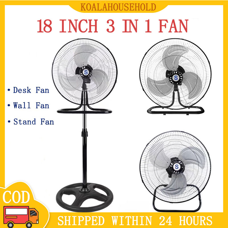 3 In 1 Industrial Electric Fan Floor Fan Stand Fan Wall Fan Strong Wind ...