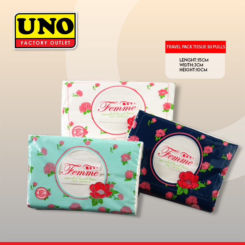 UNO FEMME TRAVEL PACK TISSUE 50PULLS | Shopee Philippines