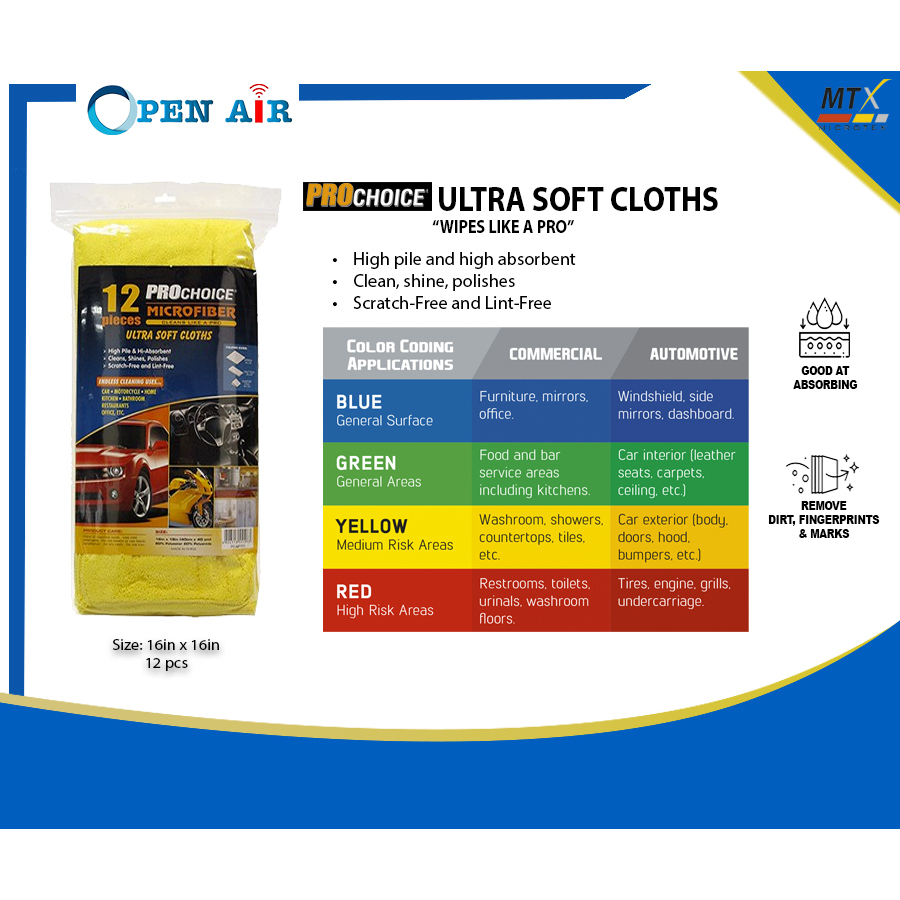 Microtex MTX ProChoice Microfiber Ultra Soft Cloths 16in x 16in (40cm x ...
