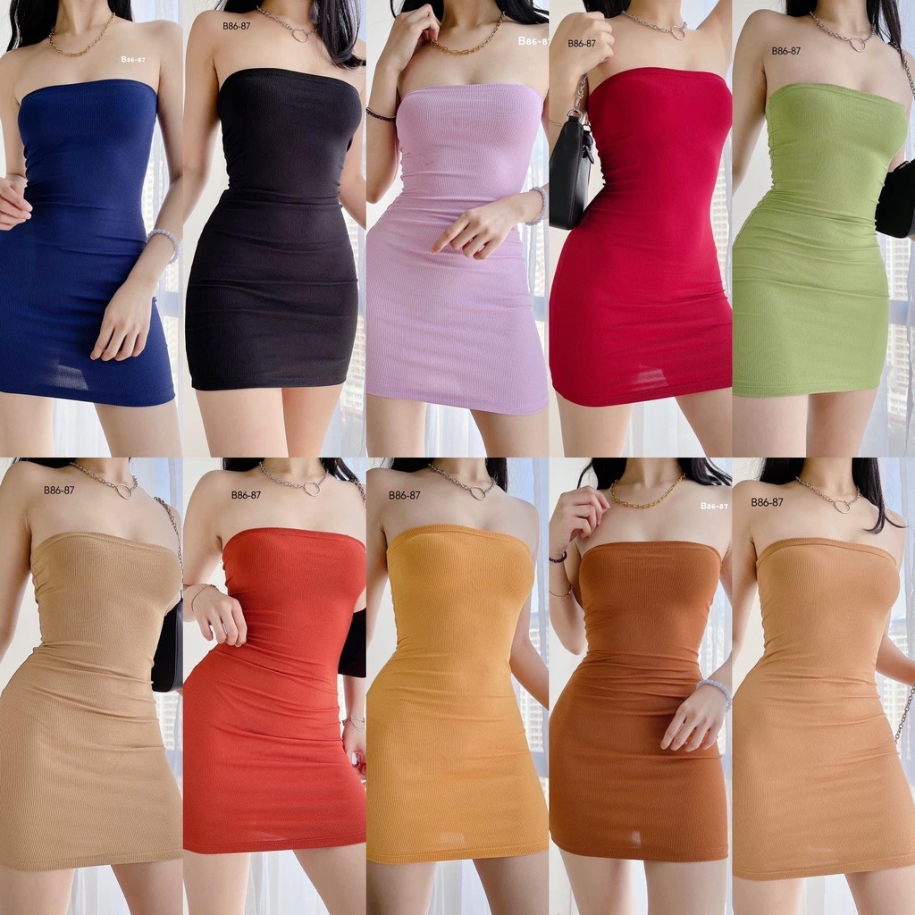 Liv Tube Knitted Ribbed Korean Bodycon Dress | Shopee Philippines