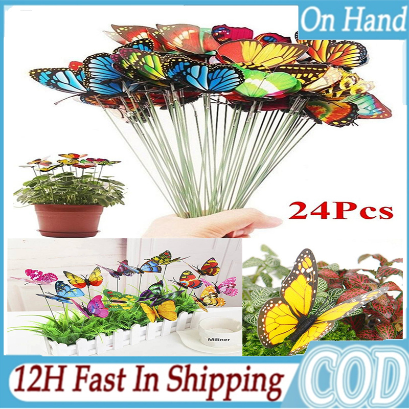 24pcs Multi-Color Butterfly 7cm DIY Butterfly Decoration Outdoor Flower ...