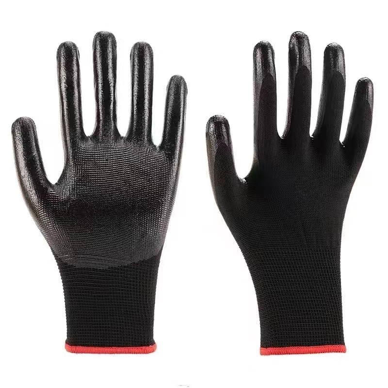 Heavy Duty Work Rubber Gloves Protective Palm Coated Construction ...