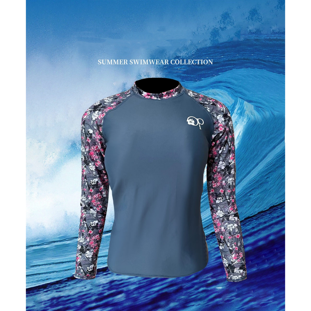 OP Ocean power rash guard long sleeve top for women flower style ...