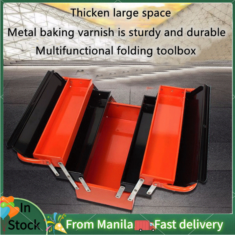 Three-layer heavy steel tool box Large metal portable household ...