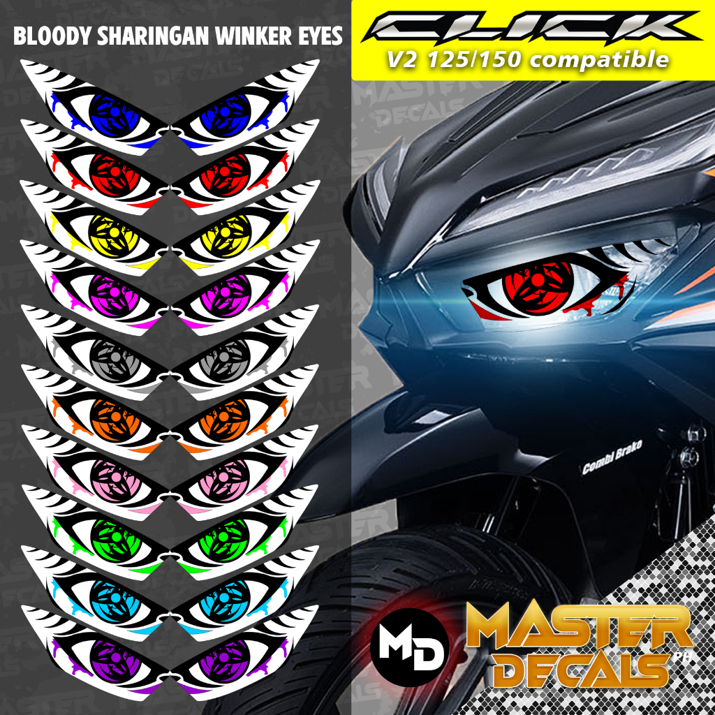Click Winker Bloody Sharingan Eyes Headlight 1 Pair Sticker Print and ...