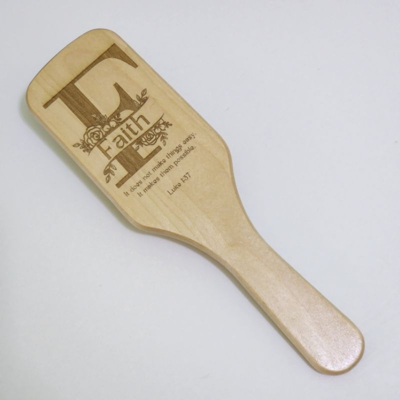3ZE Personalized Laser Engraved Wooden Paddle Hair Brush | Shopee ...