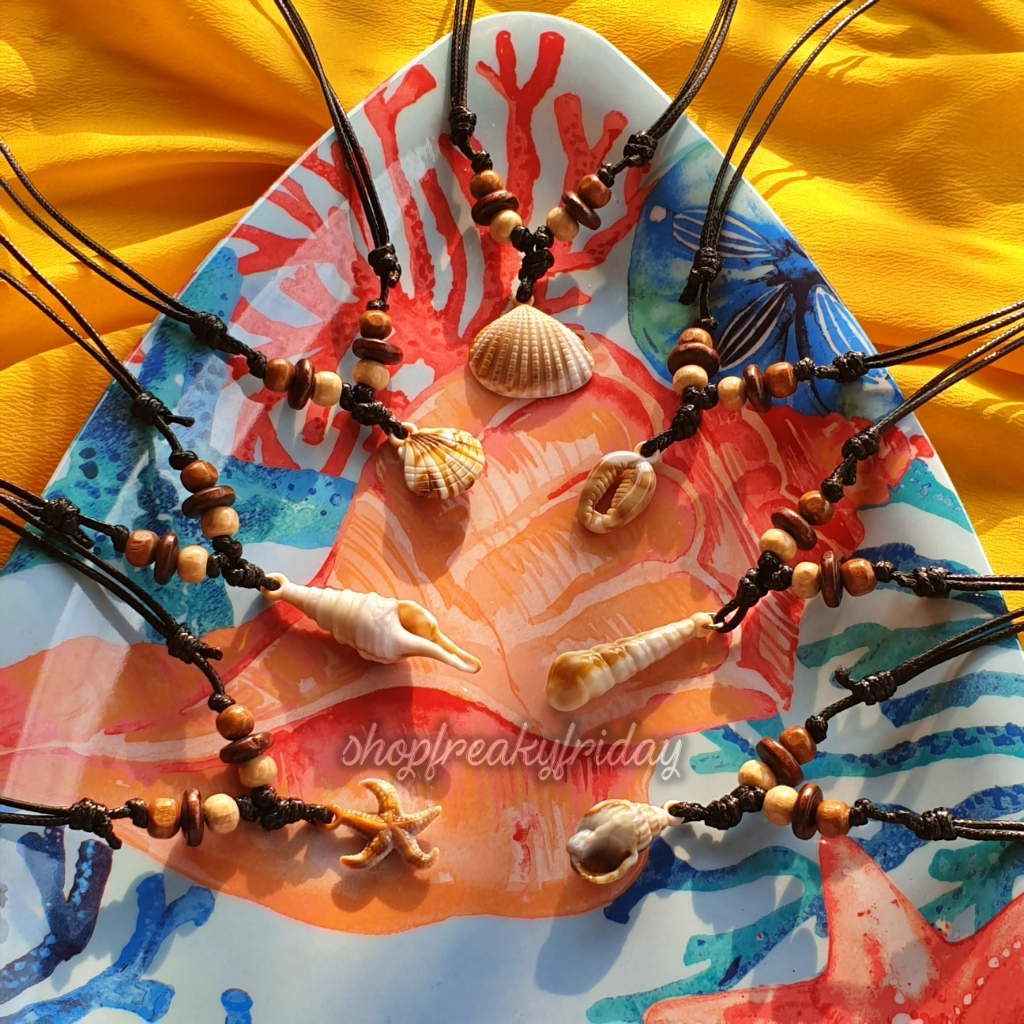 Conch Shell Star Fish Beaded Adjustable Choker Necklace - Beach Summer ...