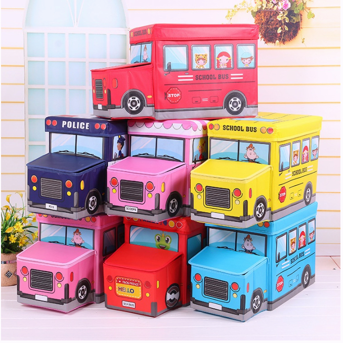 Cartoon Storage Bus, Home Storage Storage Box Chair Children Stool ...