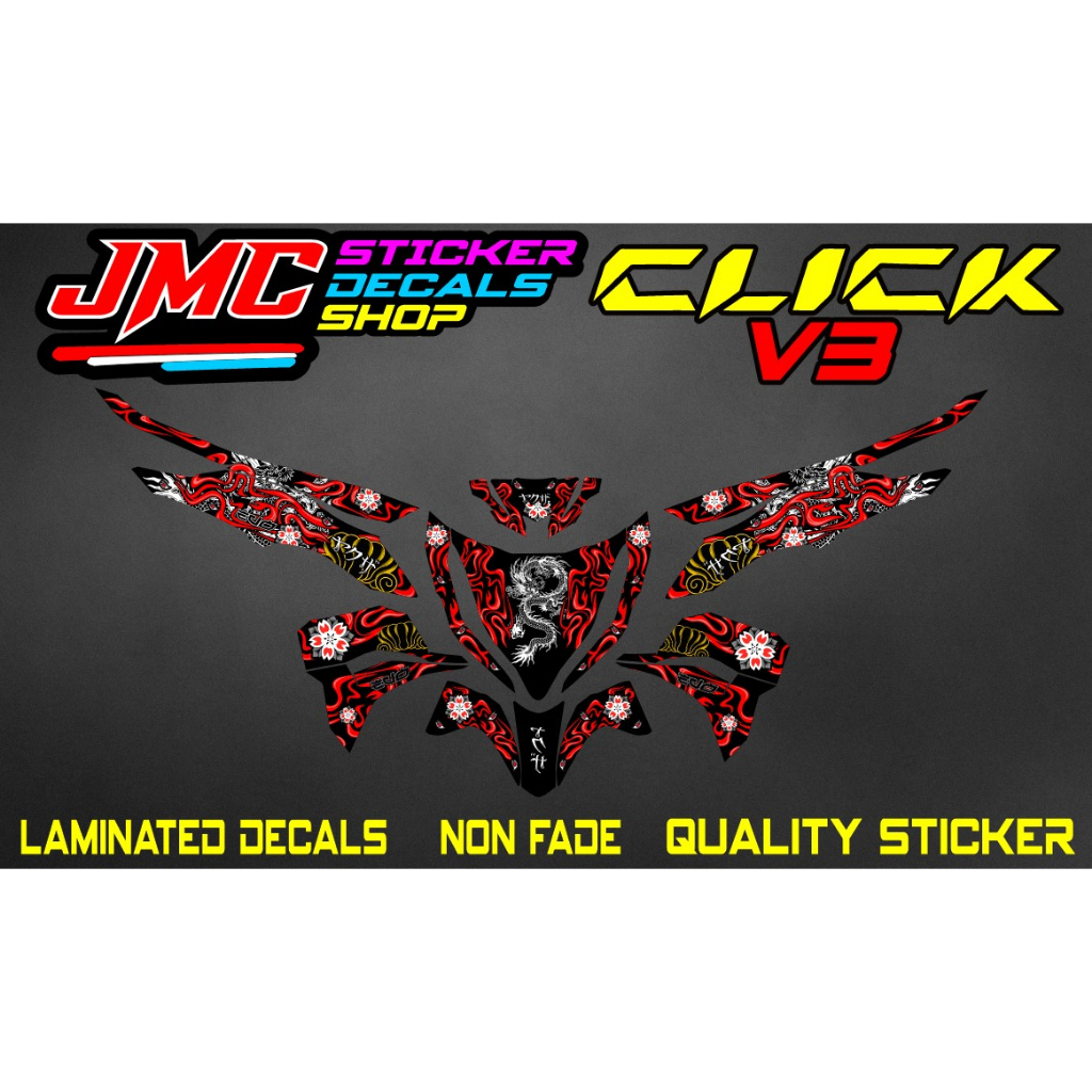 honda click v3 full decals quality sticker printed laminated | Shopee ...