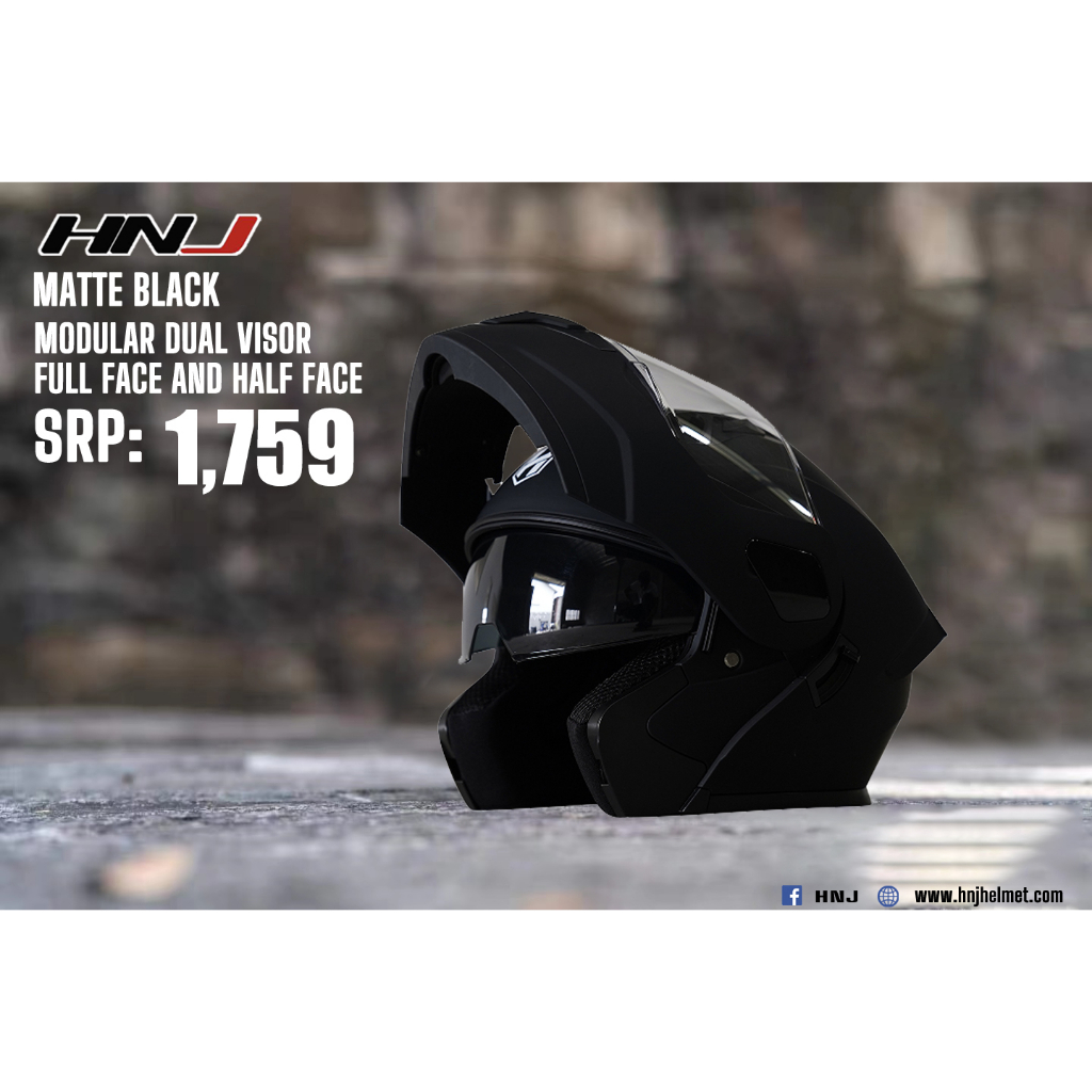 HNJ 937 Motorcycle Helmet Modular with Icc Dual Visors Clear Lens ...