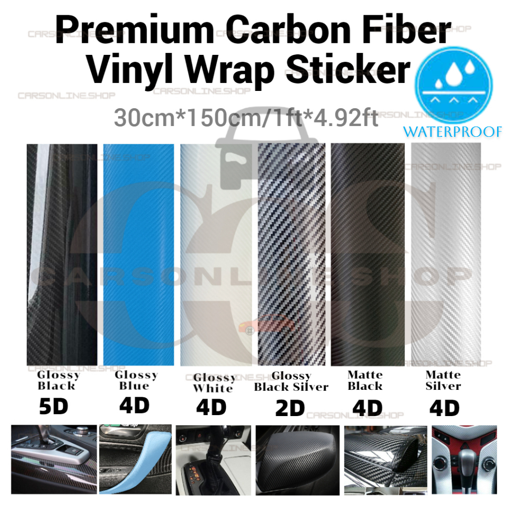 COS 30cmX150cm PVC 2D 4D 5D High Glossy & Matte Carbon Fiber Vinyl Wrap ...