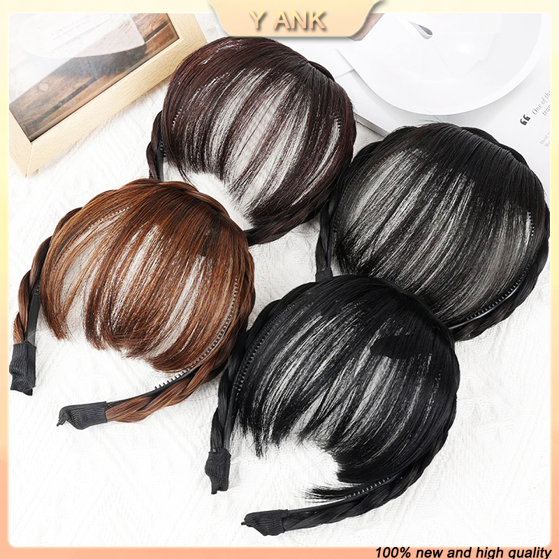 Synthetic Wig Bangs Hairband Fake Hair Neat Fringe Bands with Row ...