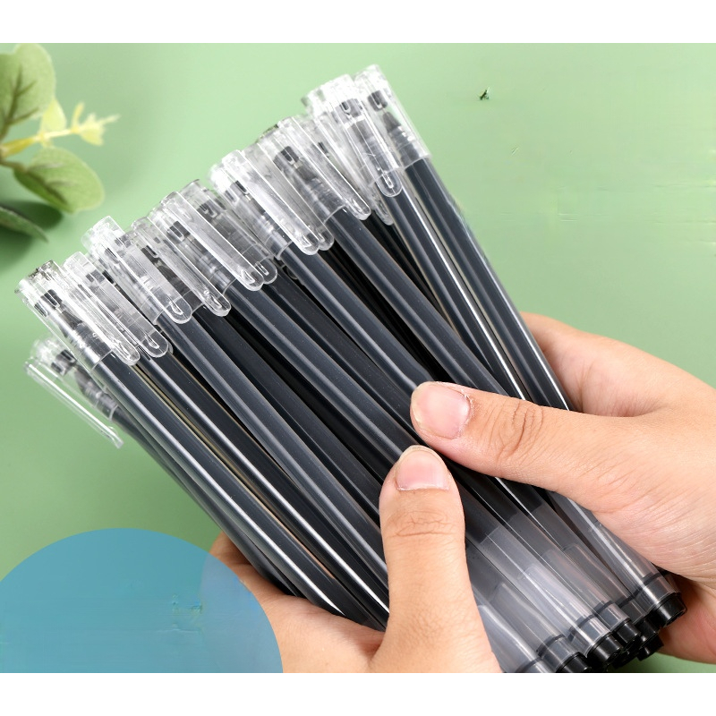 5pcs Simple and transparent 0.5mm gel pen, large-capacity black ink pen ...