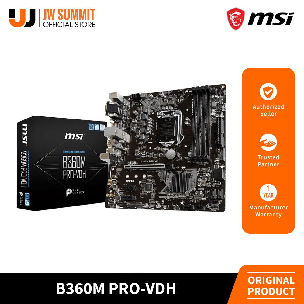 MSI B360M PRO-VDH Micro ATX Intel B360 LGA 1151 PCI-E Steel Armor Turbo ...