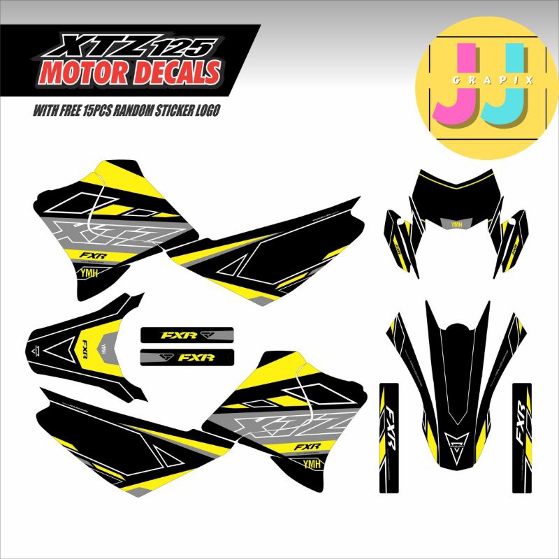 (New) Yamaha XTZ 125 Full Body Sticker Decals - 15 pcs free stickers ...
