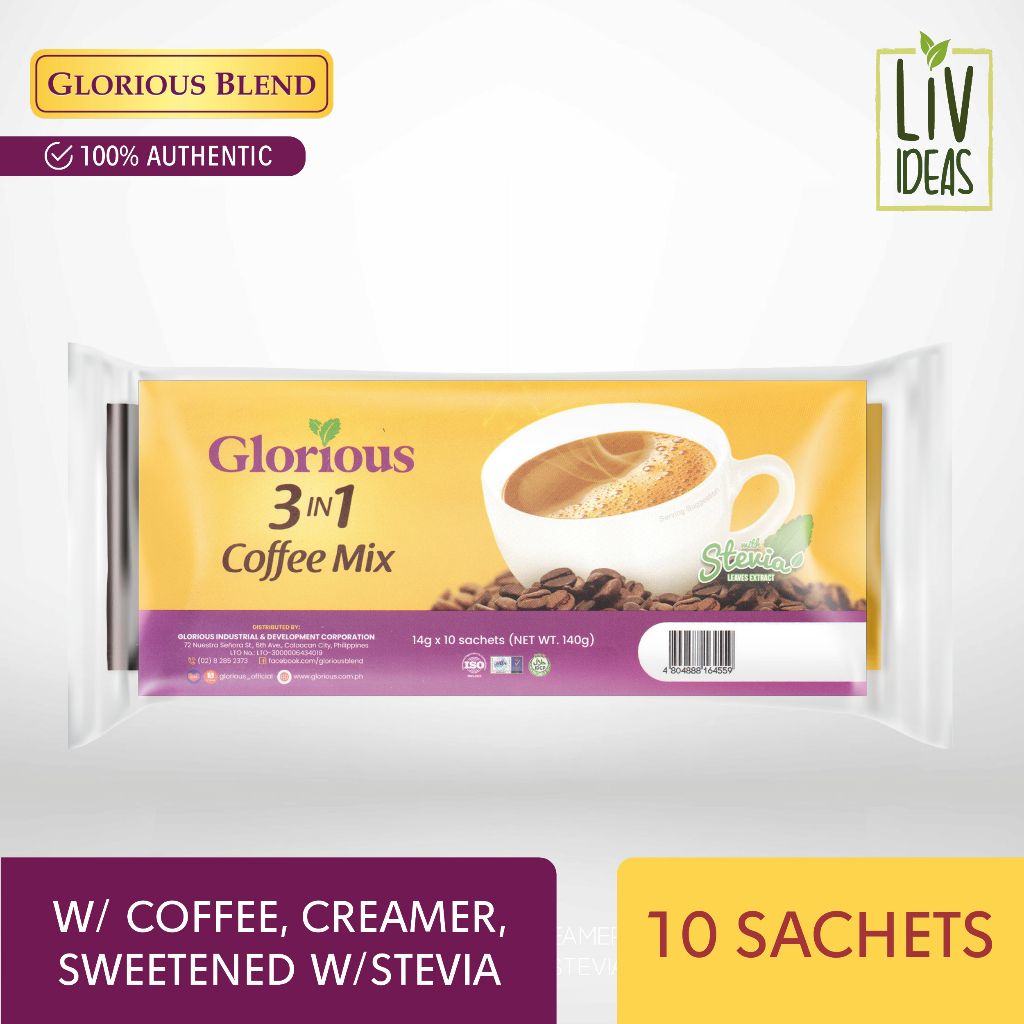 Glorious Blend 3 in 1 Coffee 14g x 10 sachets (Sweetened with Stevia ...