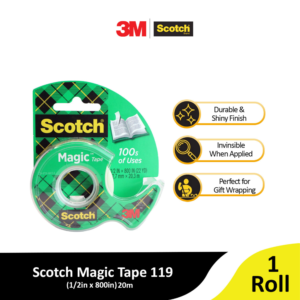 3M Scotch Magic Tape 119 (1/2in x 800in) 20m [MS1191222] | Shopee ...