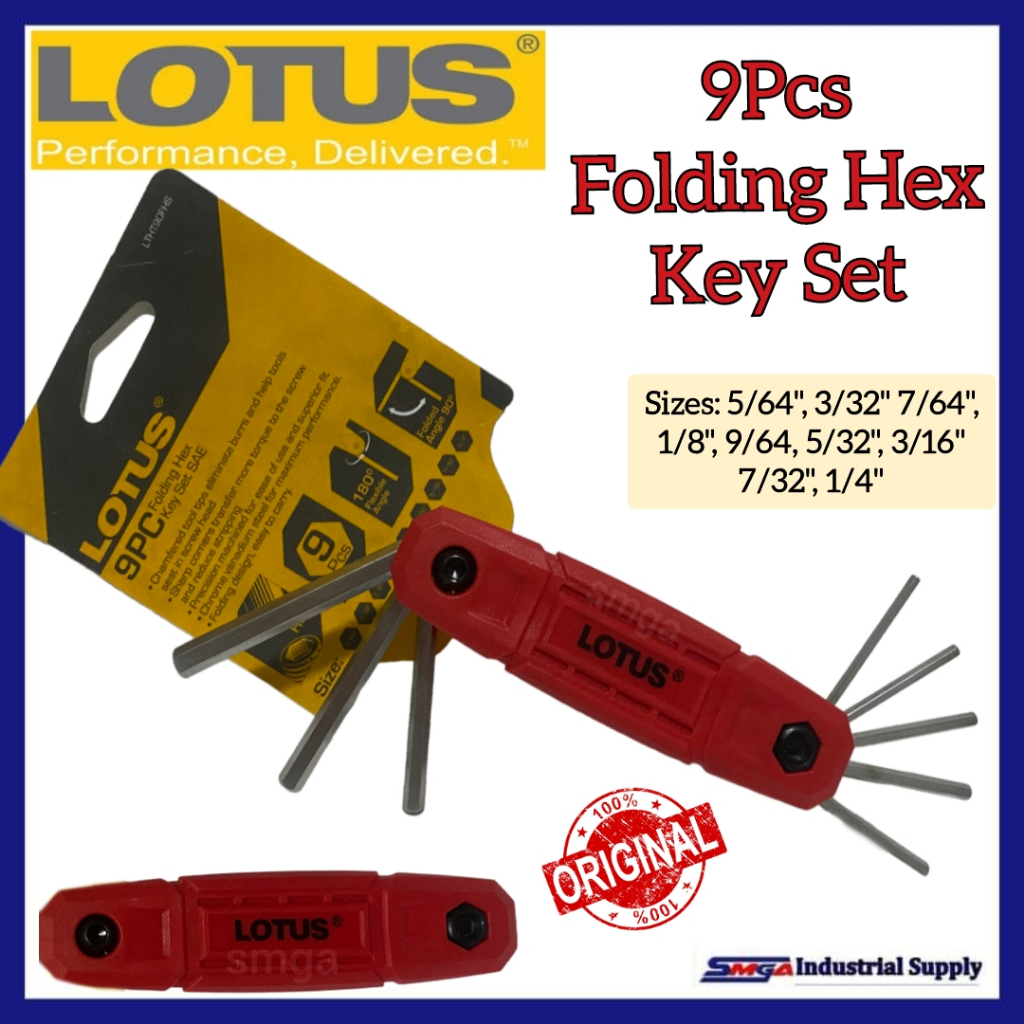 Lotus 9Pcs Folding Hex Key Set SAE LTHT90FHS Allen Wrench Set SAE Lotus ...