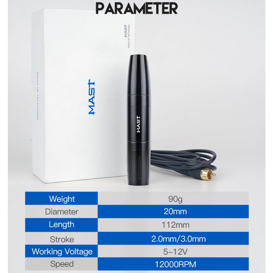 Mast Magi Black Powerful RCA Permanent Makeup Rotary Tattoo Machine Pen ...