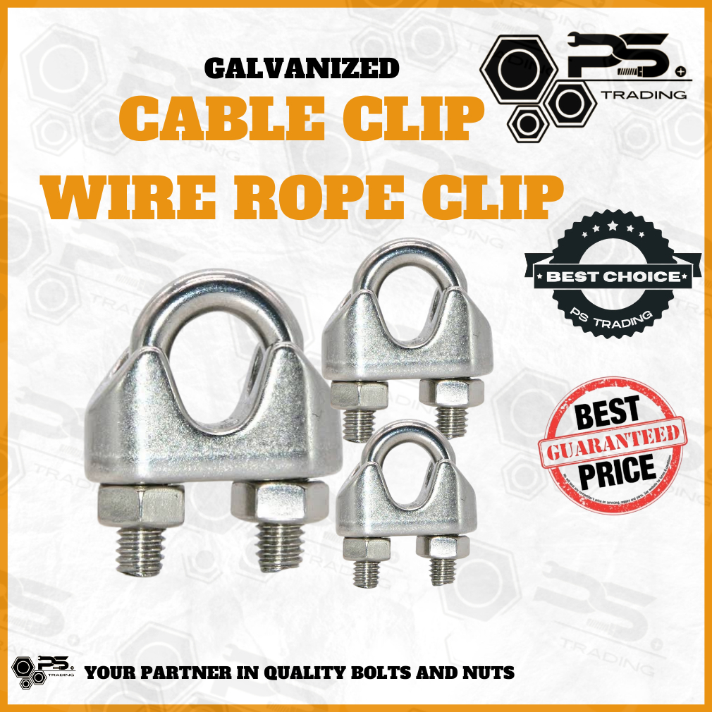 CABLE CLIP| WIRE ROPE CLIP 1/2", 5/8", 3/4" | STEEL CLIP GI | ROPE U ...
