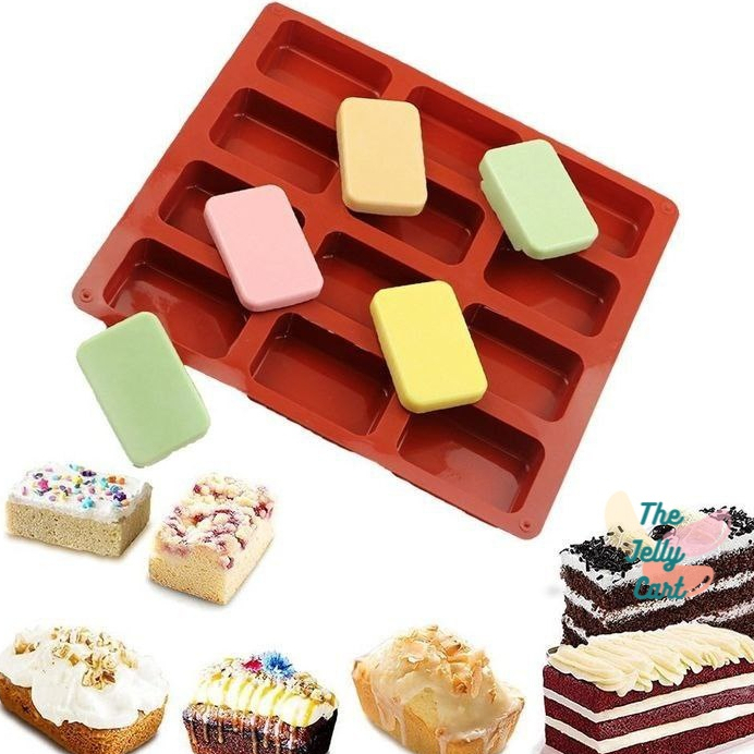 12-CavIty Rectangular Round Corner Brownie Mini Loaf Pan Silicone ...