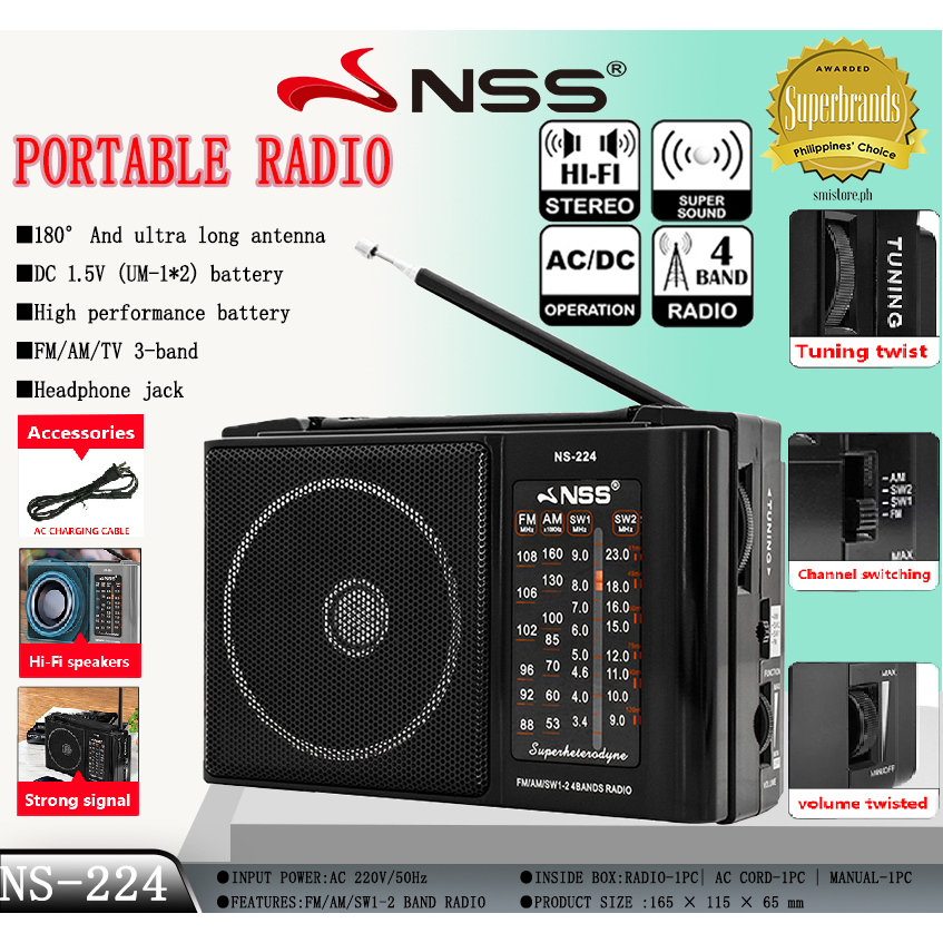 NSS Portable Radio Speaker AM/FM/SW Radio 4 band Solar Radio HI-FI ...