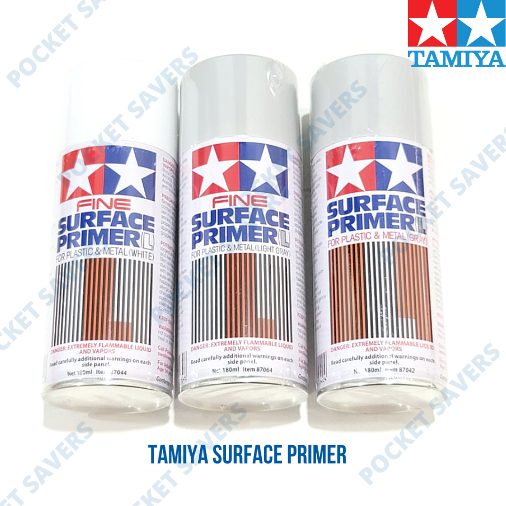 TAMIYA Surface Primer 180 ml Spray (White, Gray, Light Gray, Plastic ...