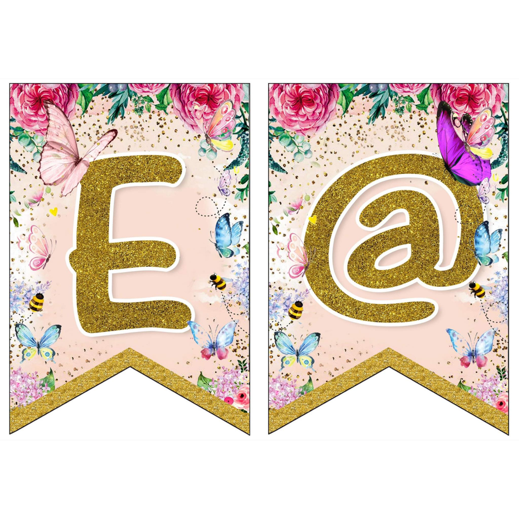 PERSONALIZE BANNERS BUTTERFLY PINK THEME , Party, Name Banner, Happy ...