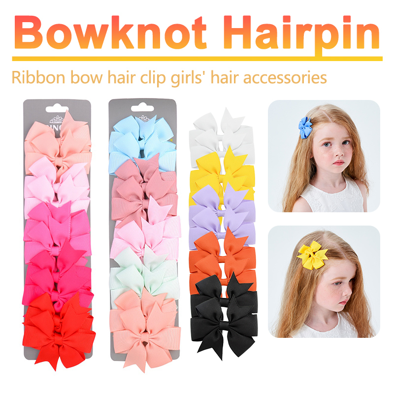 Korean 10pcs Cute Hair Clip Bow Hairpin Children's Headwear Bow Ribbon ...