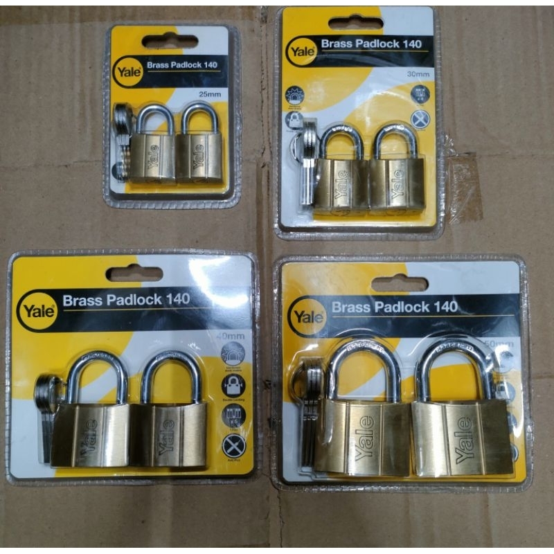 Yale Brass Padlock V140 Set of 2 (25mm, 30mm, 40mm, and 50mm) | Shopee ...