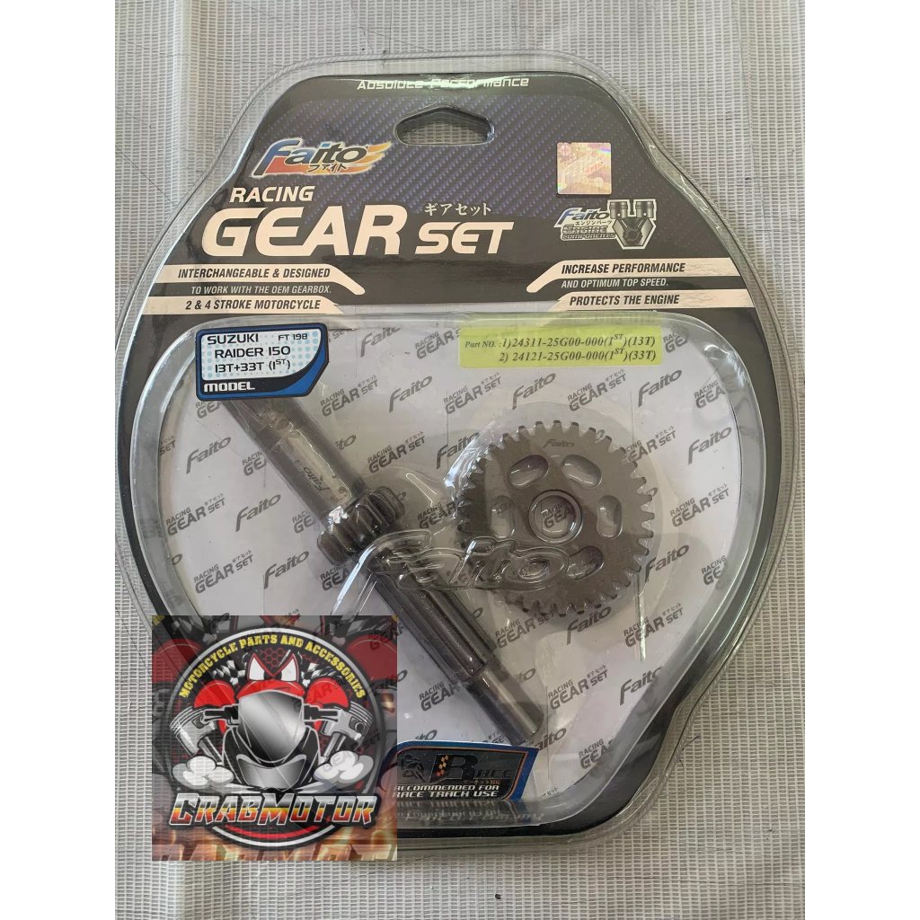 FAITO Racing Gear Set Raider 150 Carb | Shopee Philippines