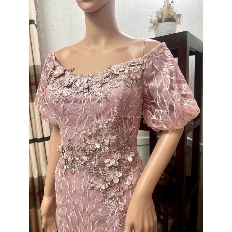 Modern Ninang OOTD Full Lace Off Shoulder Semi Serpentine Cut Puff ...