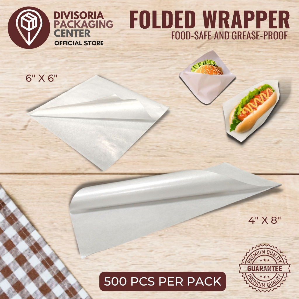 Folded Hamburger Wrapper / Hotdog Wrapper 500 pcs/pack ( Plain White ...