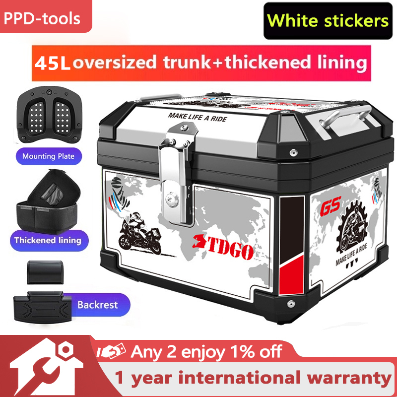45L motorbike tailgate universal aluminium trunk motorbike storage box ...