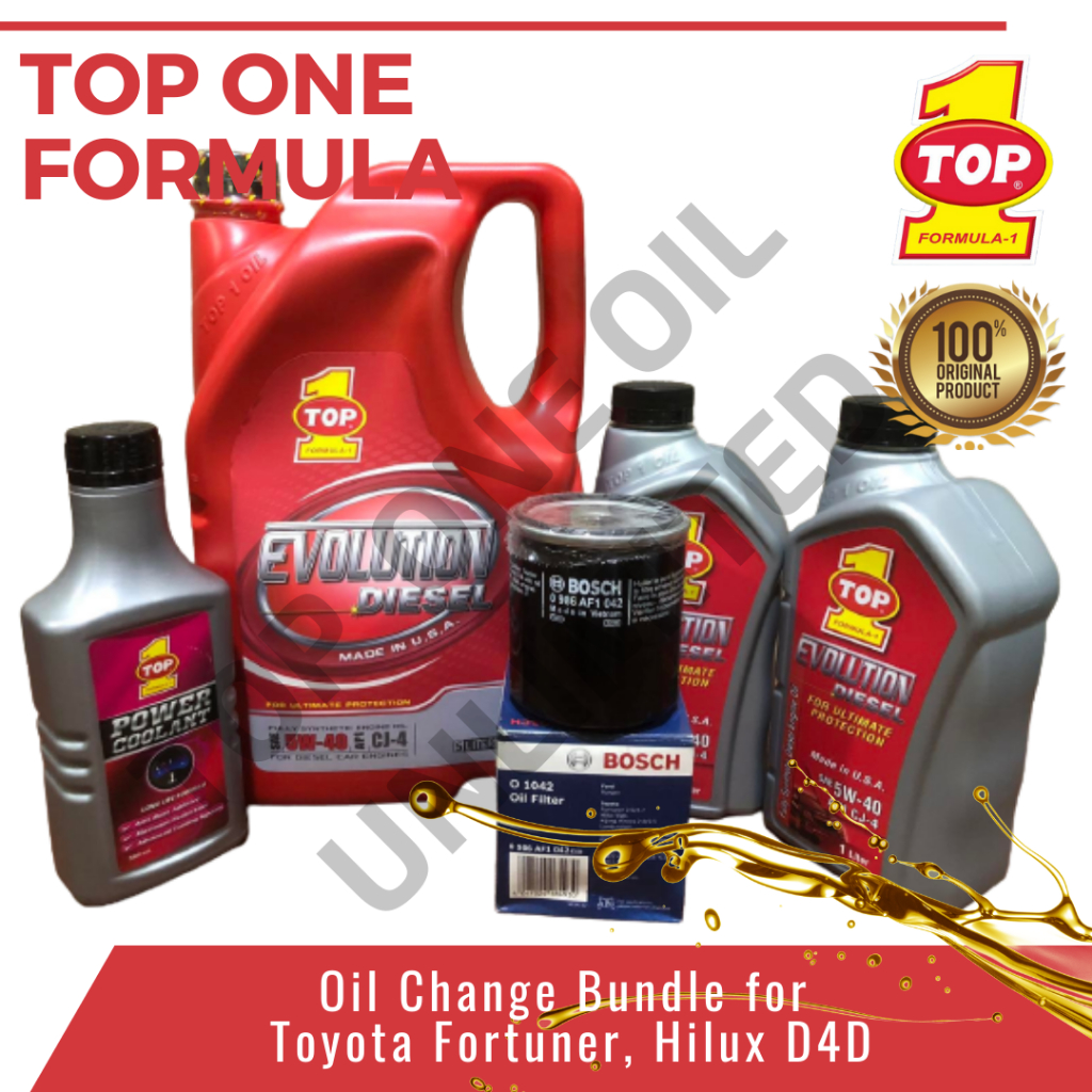 Top 1 Oil Change Bundle for Toyota Fortuner, Hilux D4D 7 Liters ...