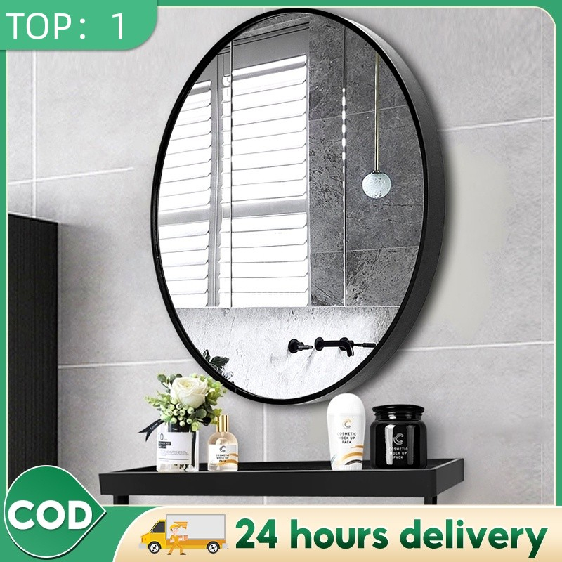 【Spot-Hot Sale】Bathroom Mirror na may Shelf Wall Mounted Round Mirror ...