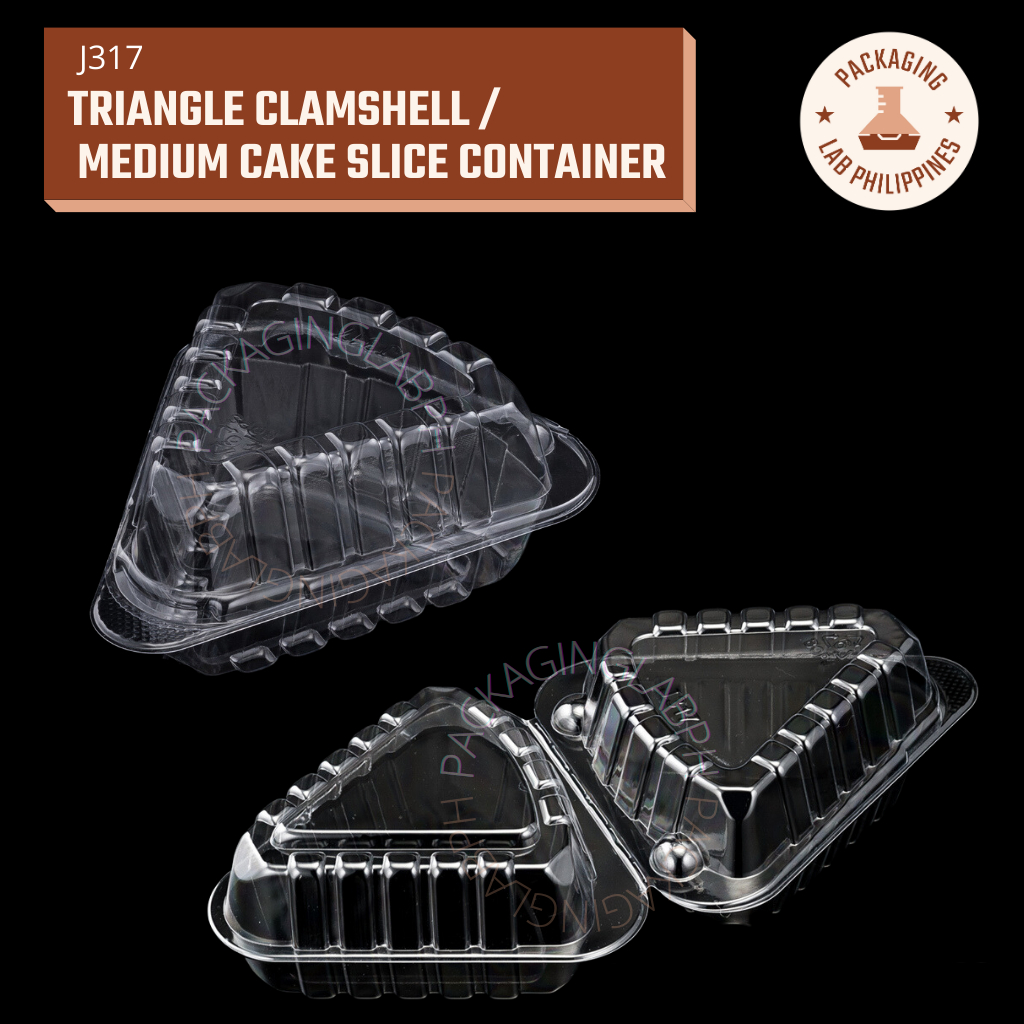 [10/50pcs] Medium Cake Slice Container Triangle Plastic Clamshell ...