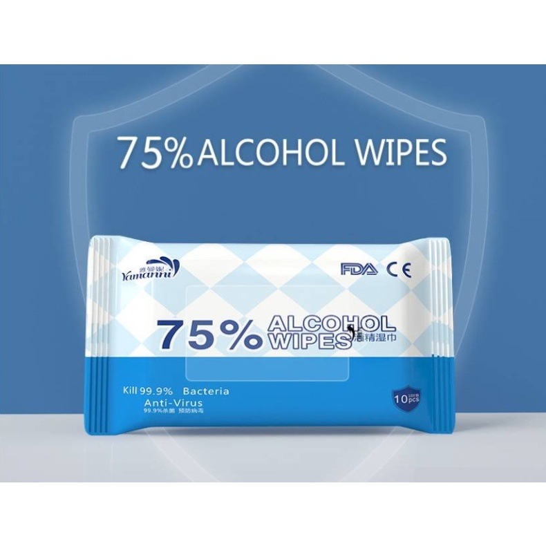 75% Alcohol Wipes Sanitizing Wet Tissue Antibacterial Kill 99.9% ...