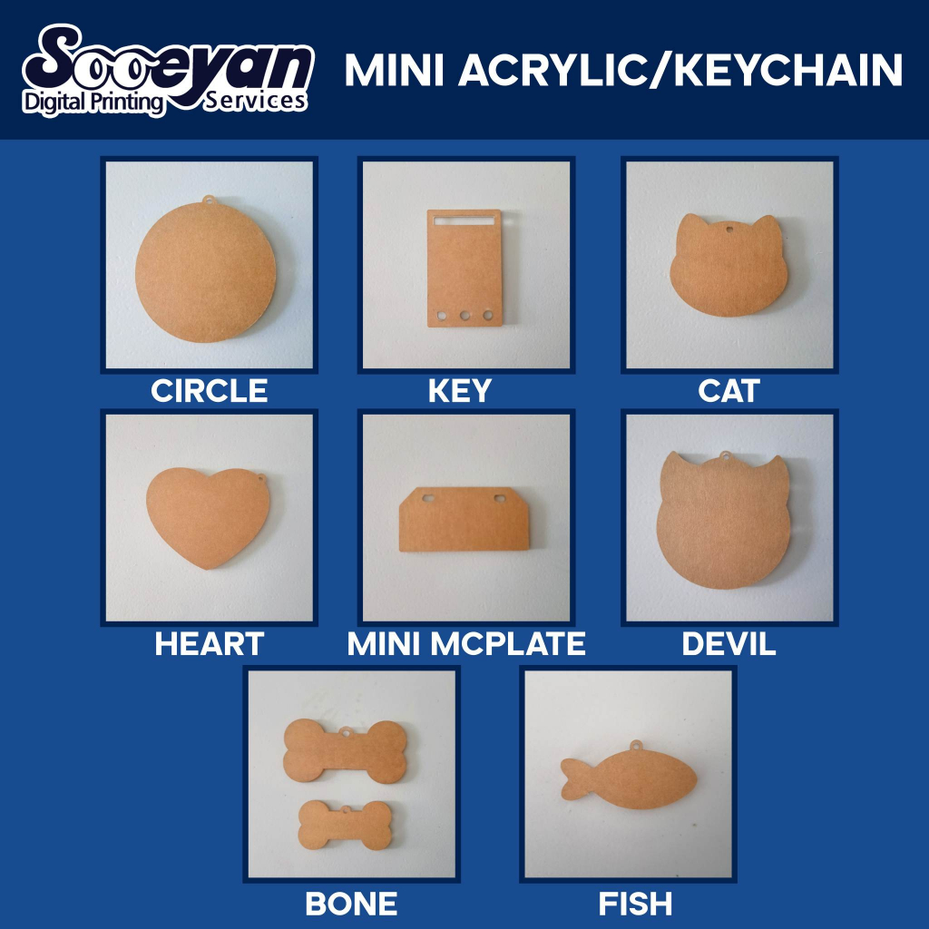 Mini Acrylic Keychain (Circle/Heart/Ca/Fish/Bone/Key/Devil/MCplate) Big ...
