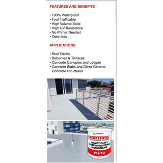 FORTRESS HEAVY DUTY WATERPROOFING PU-70 , PU70 GRAY 4 LITERS Campbridge ...