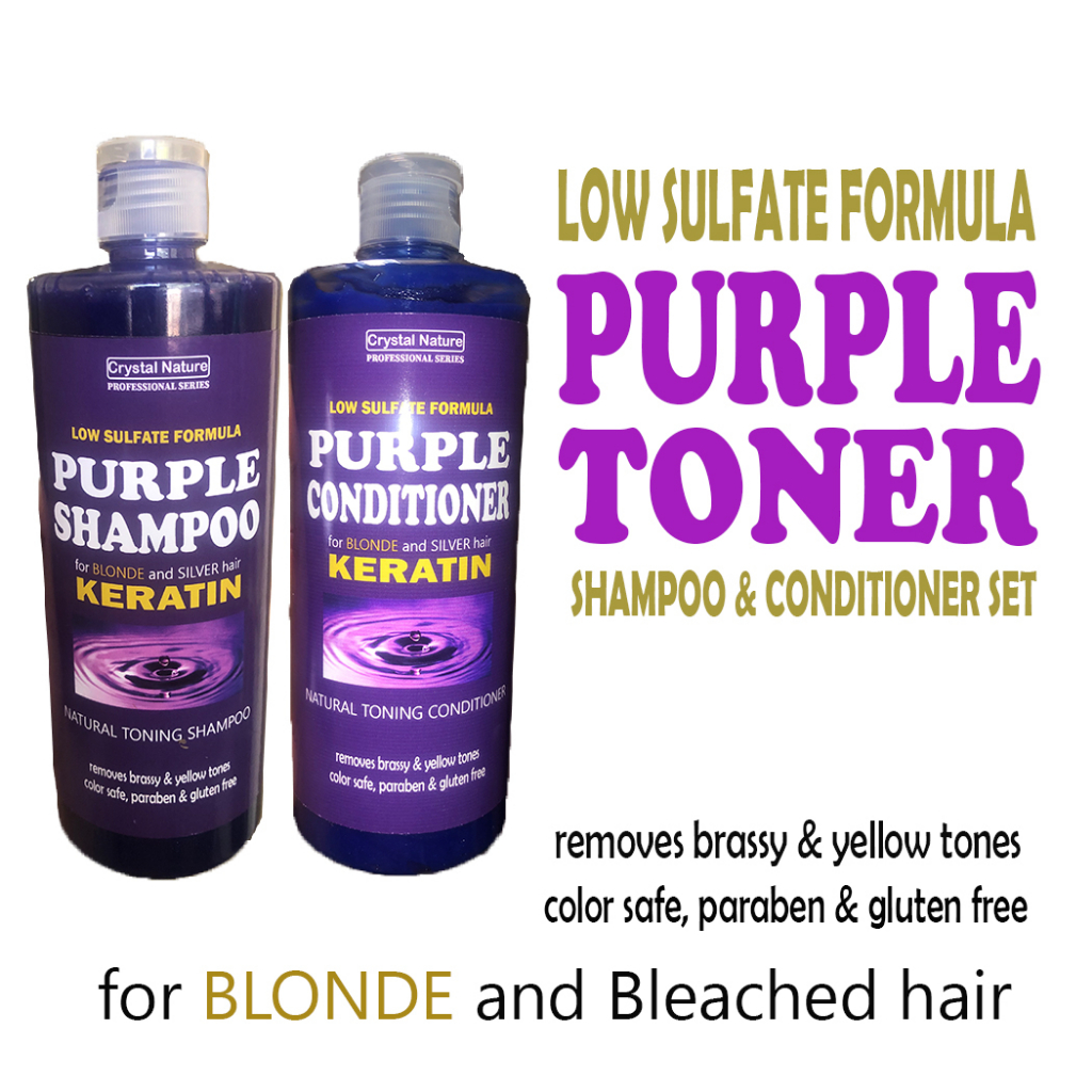 500ml Crystal Low Sulfate Purple Toner Shampoo & Conditioner | Shopee ...