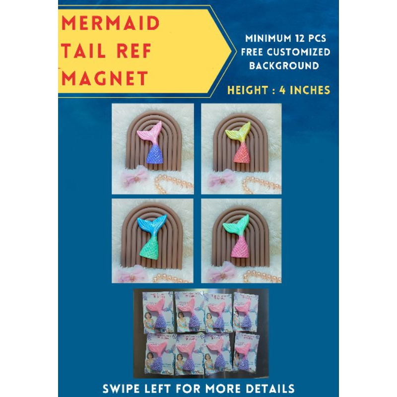 4 INCHES MERMAID TAIL REF MAGNET MADE OF PLASTER METALLIC PASTEL COLORS ...