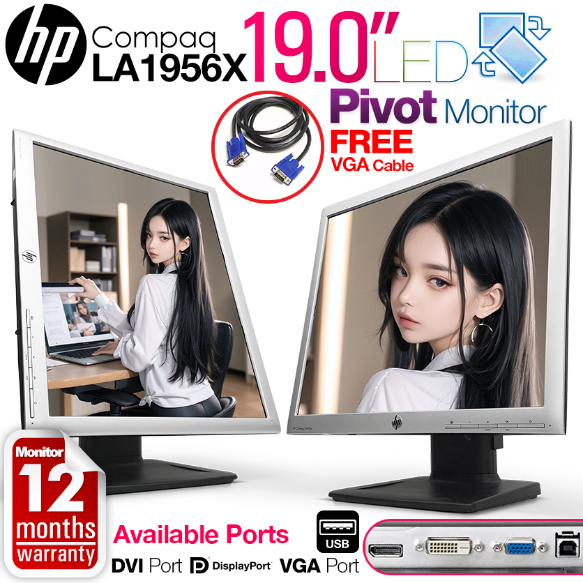 HP LA1956X 19" Pivot Vertical LED Monitor | Shopee Philippines