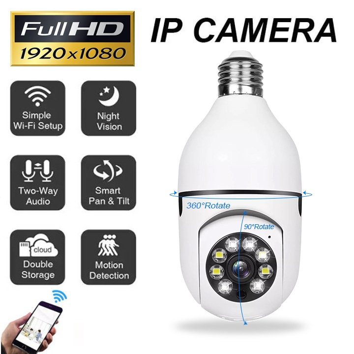 CCTV Camera Wifi Connect To Cellphone With Voice 355° 1080P Wireless ...