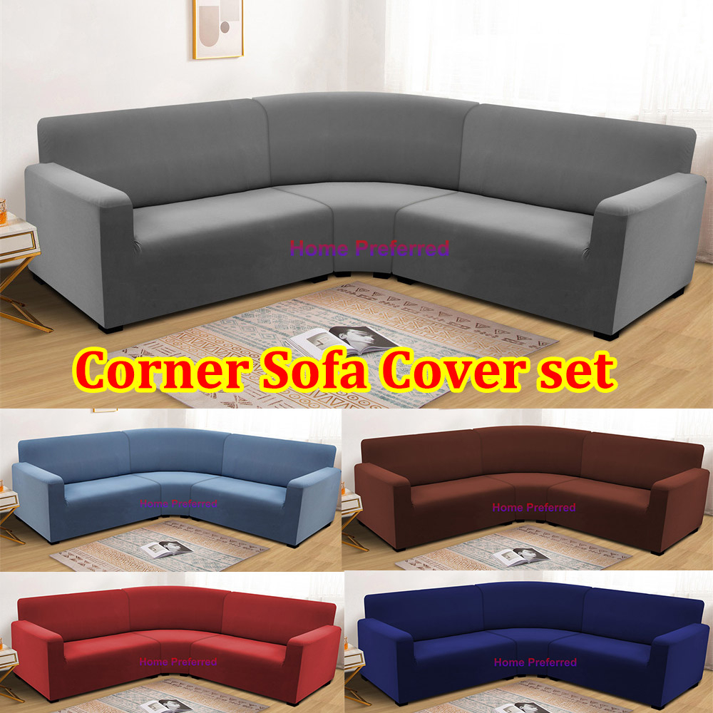 3pcs 3 In 1solid Corner Set Cover Sofa Cover Curve Sofa Seat Cover Living Room Furniture