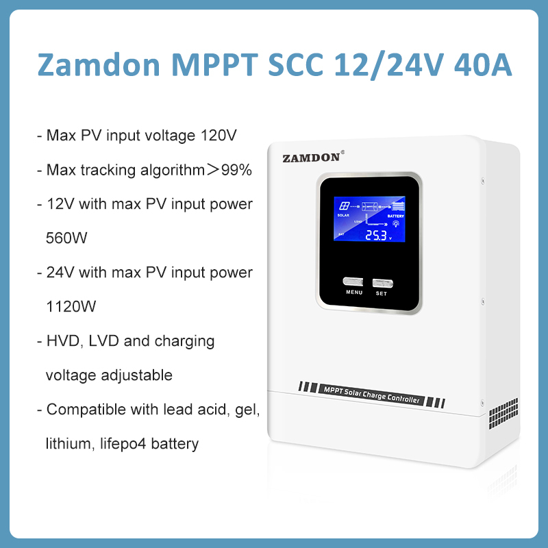 Zamdon MPPT Solar Charge Controller 40A 12/24V | Shopee Philippines