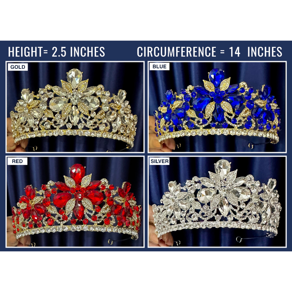 Elegant Pageant Party Crowns available in Silver Gold Red Blue Colours ...